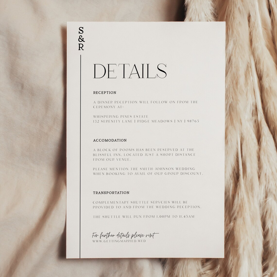 MINIMALIST WEDDING EDITABLE Details Card, Wedding Details Card Template ...
