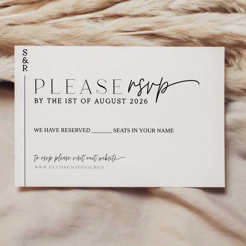 MINIMALIST WEDDING EDITABLE Rsvp Card, Modern Wedding, Simple Elegant ...