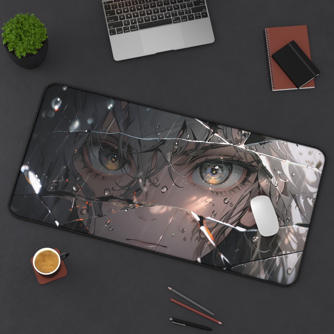 Anime Girl Mousepad Japanese Anime Girl Shattered Glass Mirror Design ...