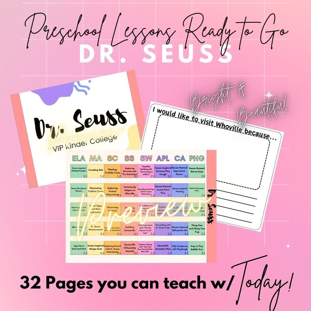 Preschool Lesson Plan: Dr. Seuss - Etsy