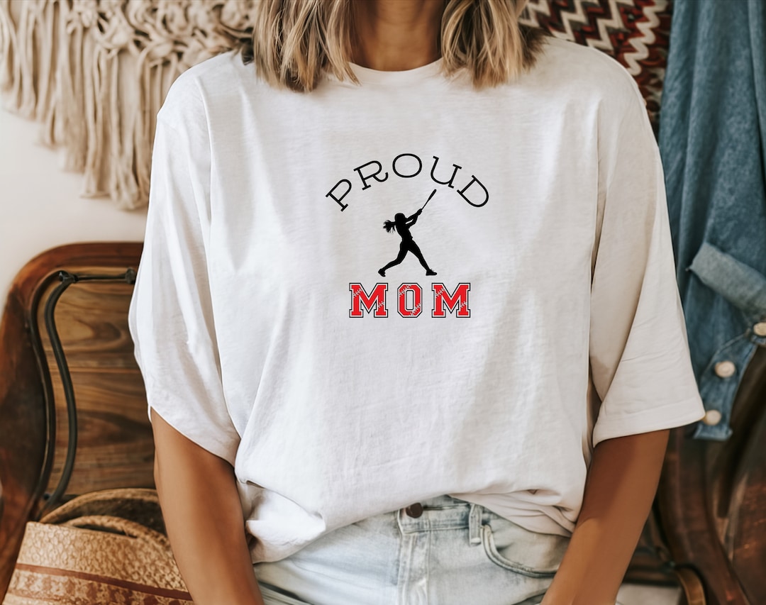 Softball Batter Shirt With Red Team Colors, Cute Softball Mom Shirt ...