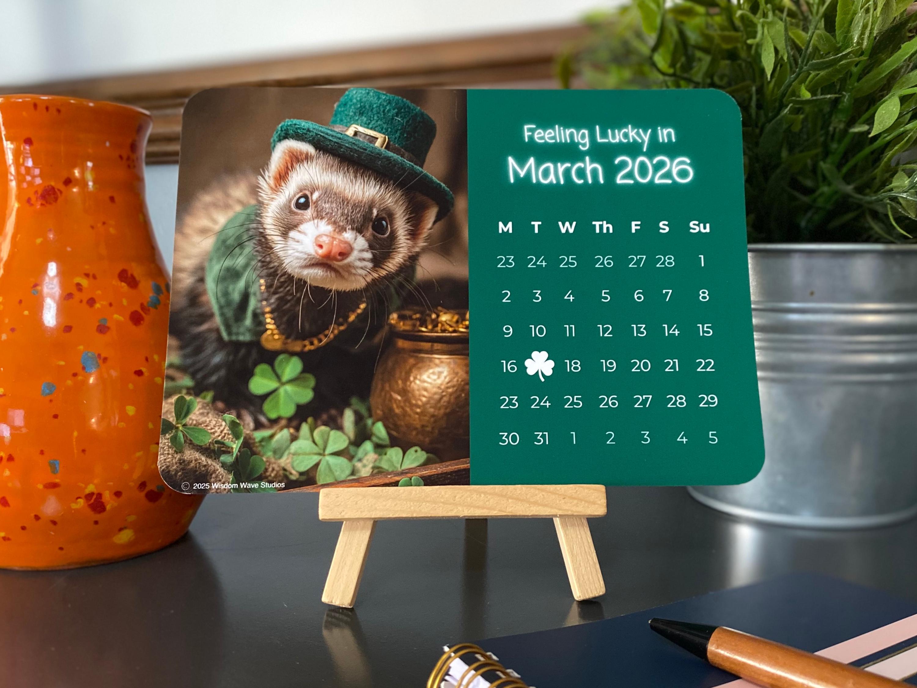 2026 Calendar, Ferret Calendar, Desk Calendar, Monthly Calendar, Ferret ...