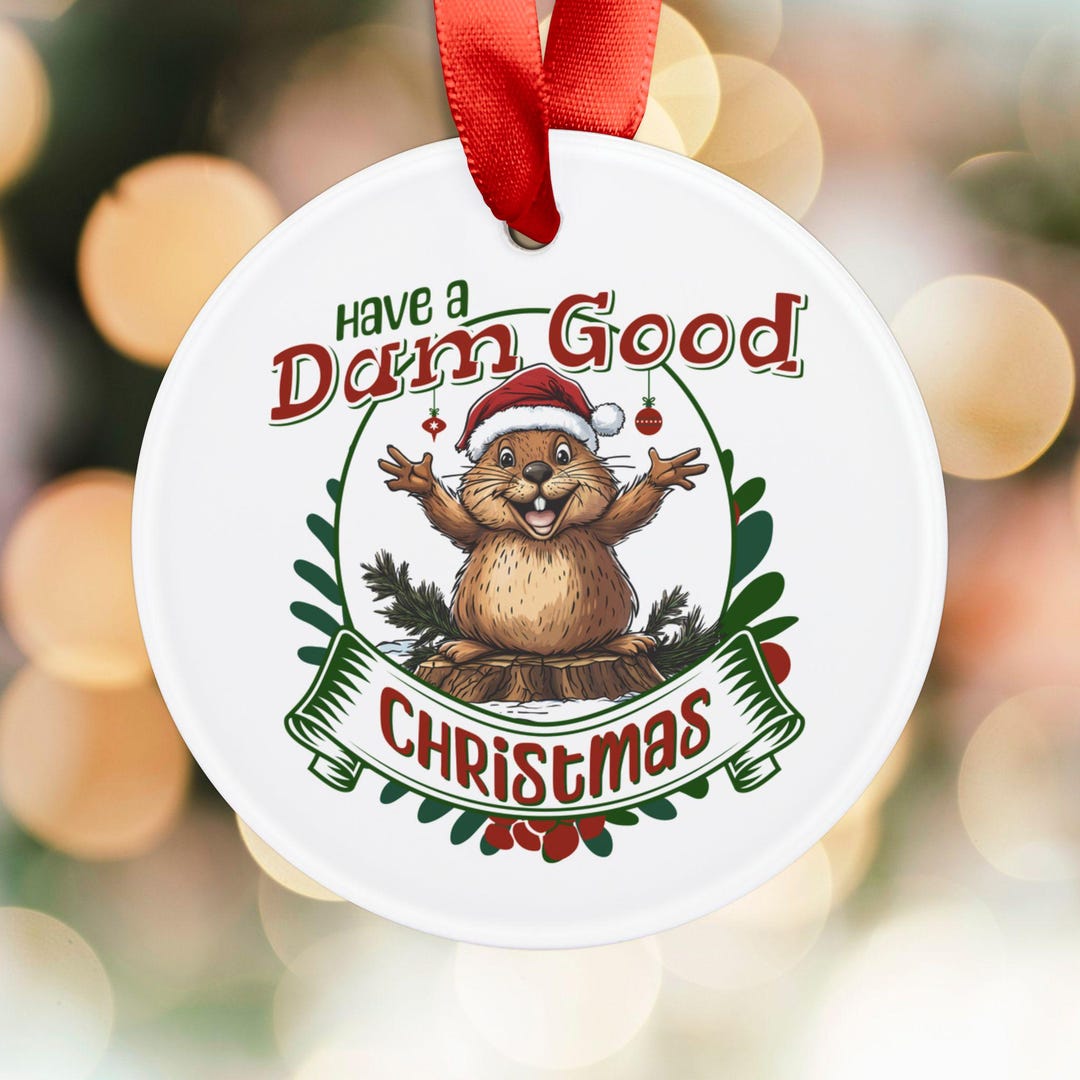 Christmas Beaver Ornament, Cute Holiday Beaver Ornament, Beaver ...