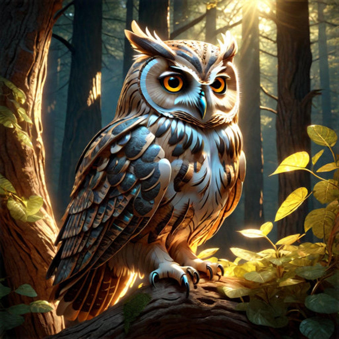 Owl Drawing for Good Luck Perfect for Living Room Dining Room Bedroom ...