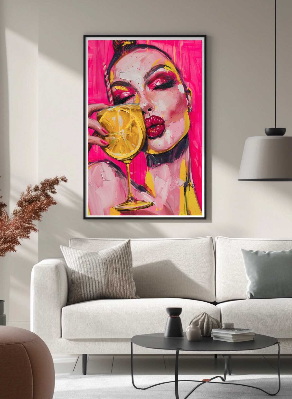 Zesty AF Canvas Print Original Acrylic Wallart Female Portrait Art Pink ...