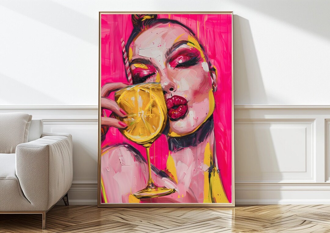 Zesty AF Canvas Print Original Acrylic Wallart Female Portrait Art Pink ...