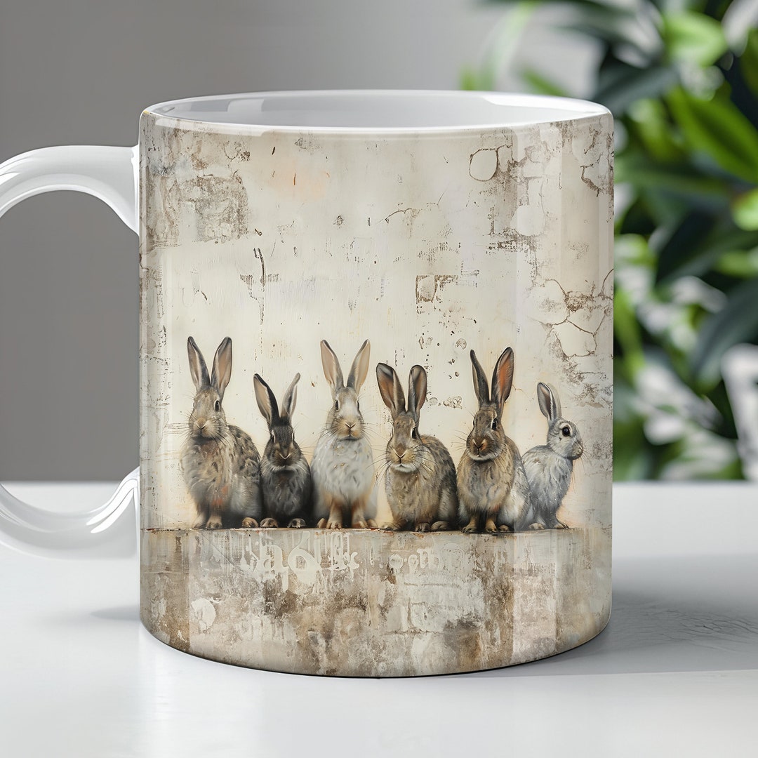 Bunny Sitting Side by Side Rabbits 11oz 15oz Mug Wrap Sublimation ...