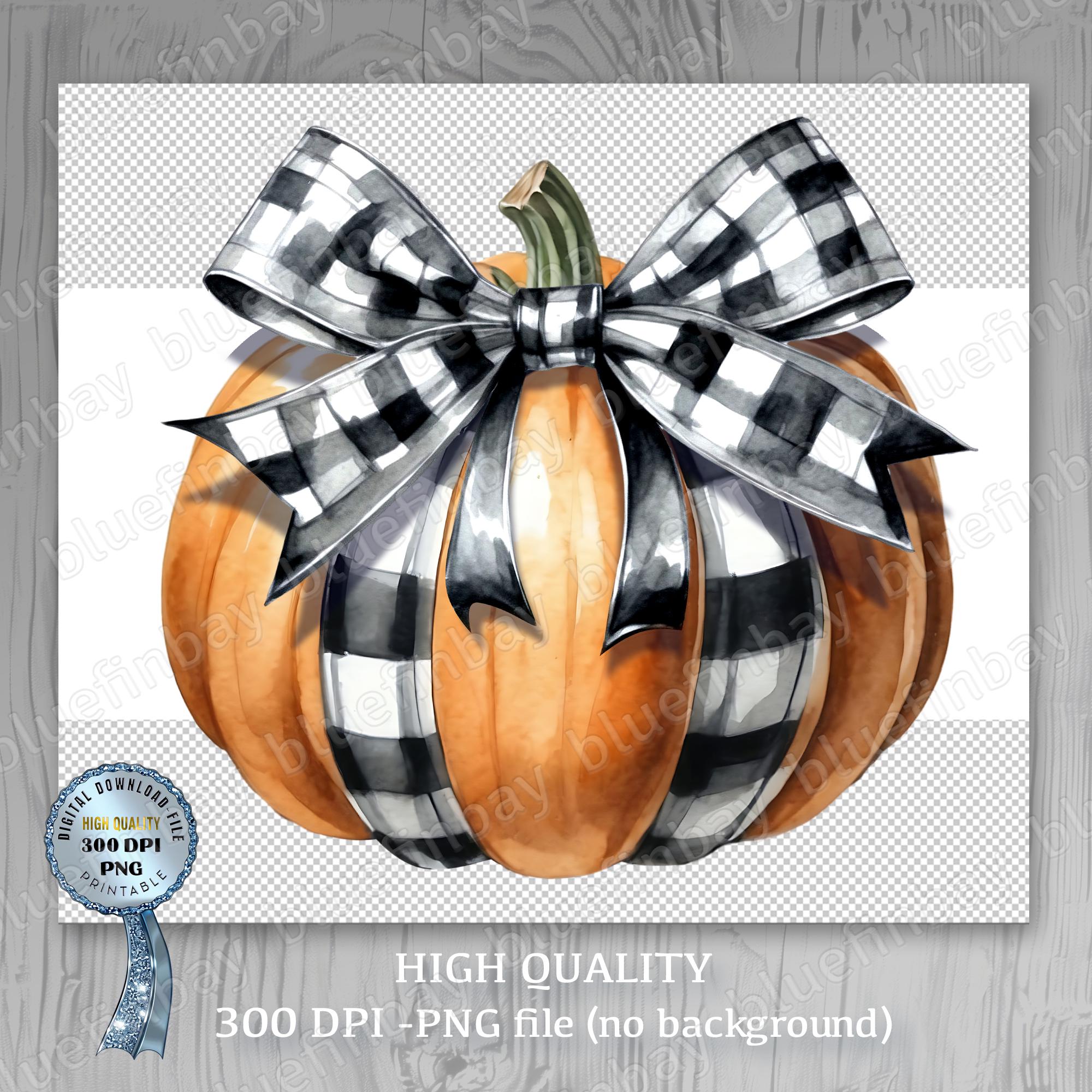 Coquette Checkered Bow Pumpkin Png Black White Checkered Bow Halloween ...