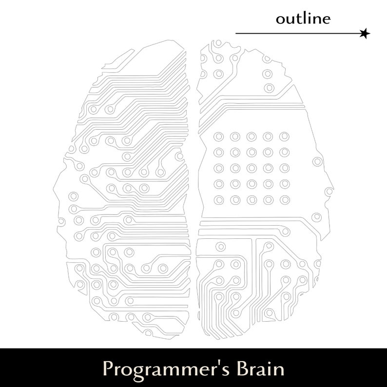 Black & White Robot Motherboard Brain SVG, Artificial Intelligence Png, Eps, Dxf, Computer Club ...