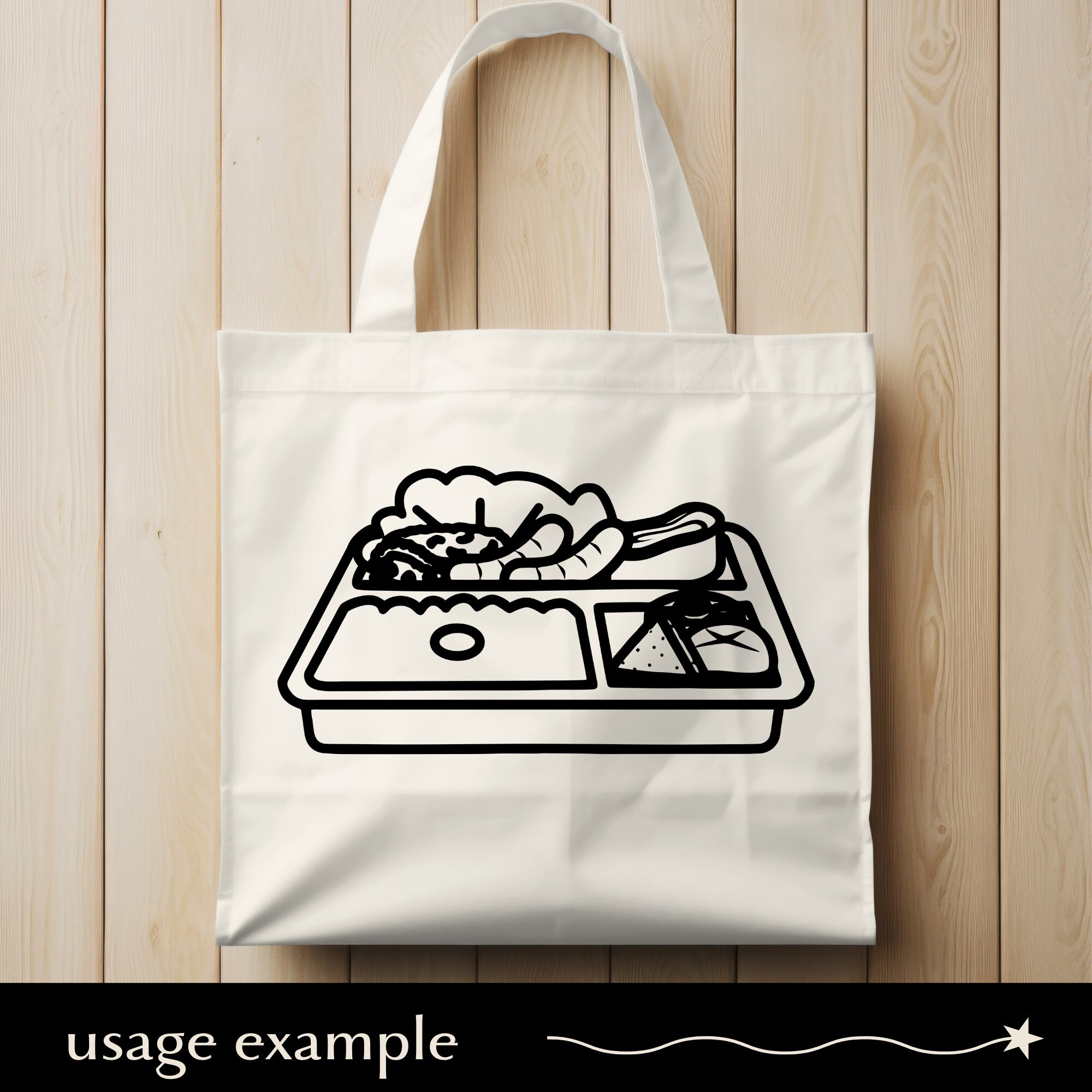 Black & White Japanese Bento Meal SVG, Home Cooked Traditional Lunch ...