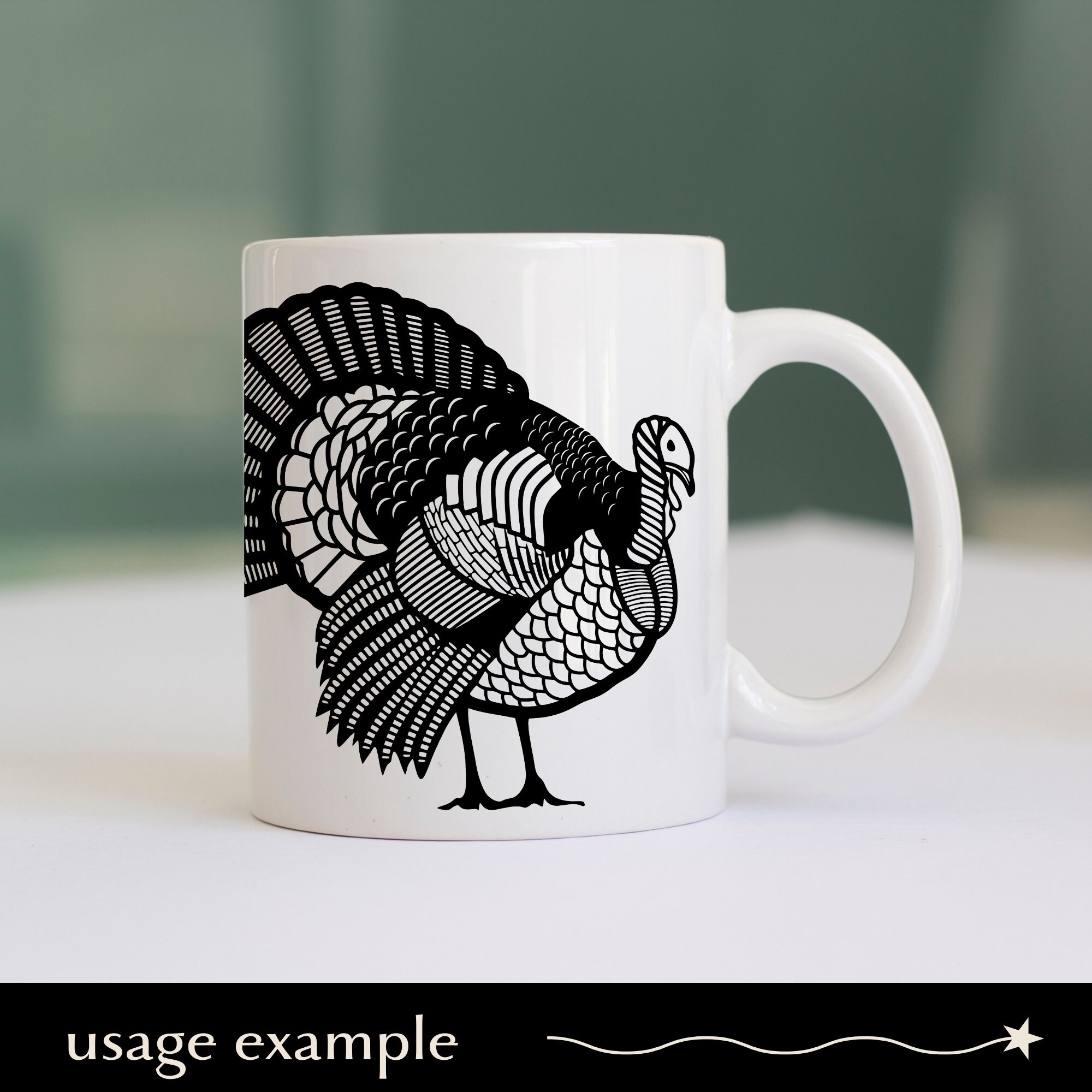Geometric Style Turkey SVG, Stylized Thanksgiving Bird With Large Tail ...