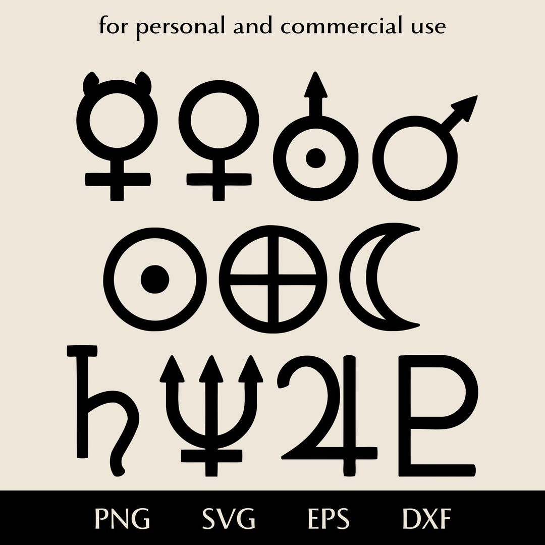 Solar System Planetary Symbols SVG, Astrology and Traditional Astronomy ...