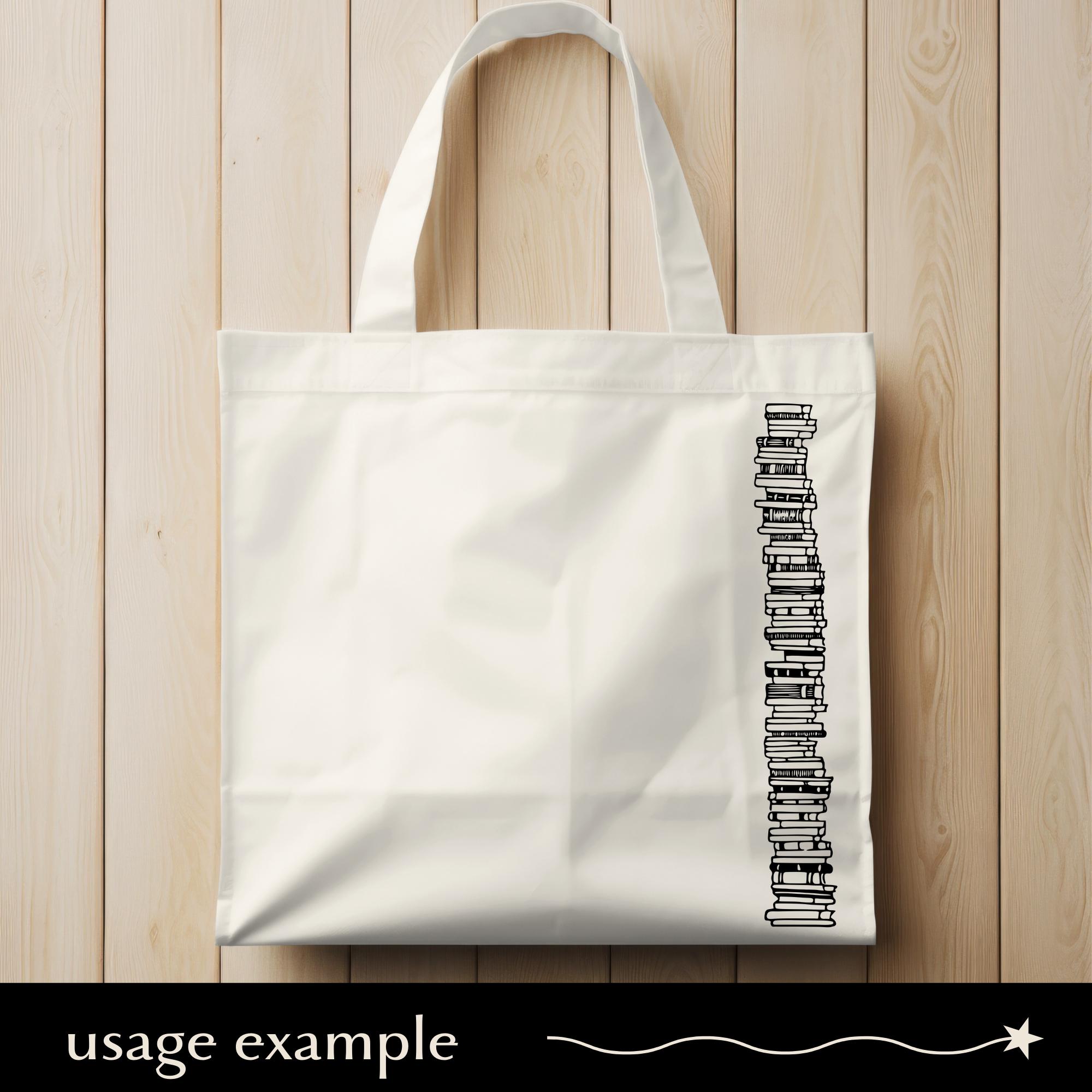 Black & White Huge Tall Stack of Books SVG, Book Tower for Booklover ...