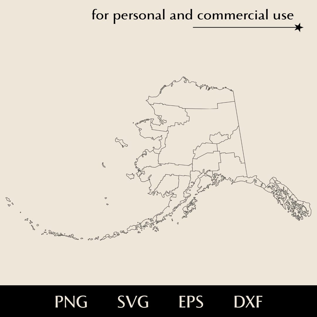 Simple Map of Alaska SVG, Minimalistic Country Border Png, Eps, Dxf ...