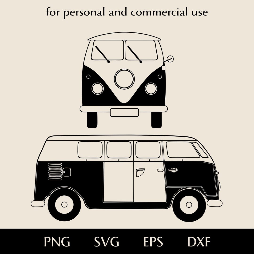 Classic Van Front and Side SVG, Family Microbus Png, Eps, Dxf, Old ...