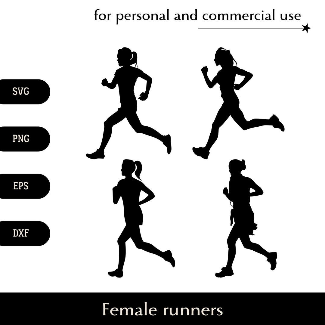 Female Long-distance Runners Silhouette SVG, Woman Marathon Png, Eps ...
