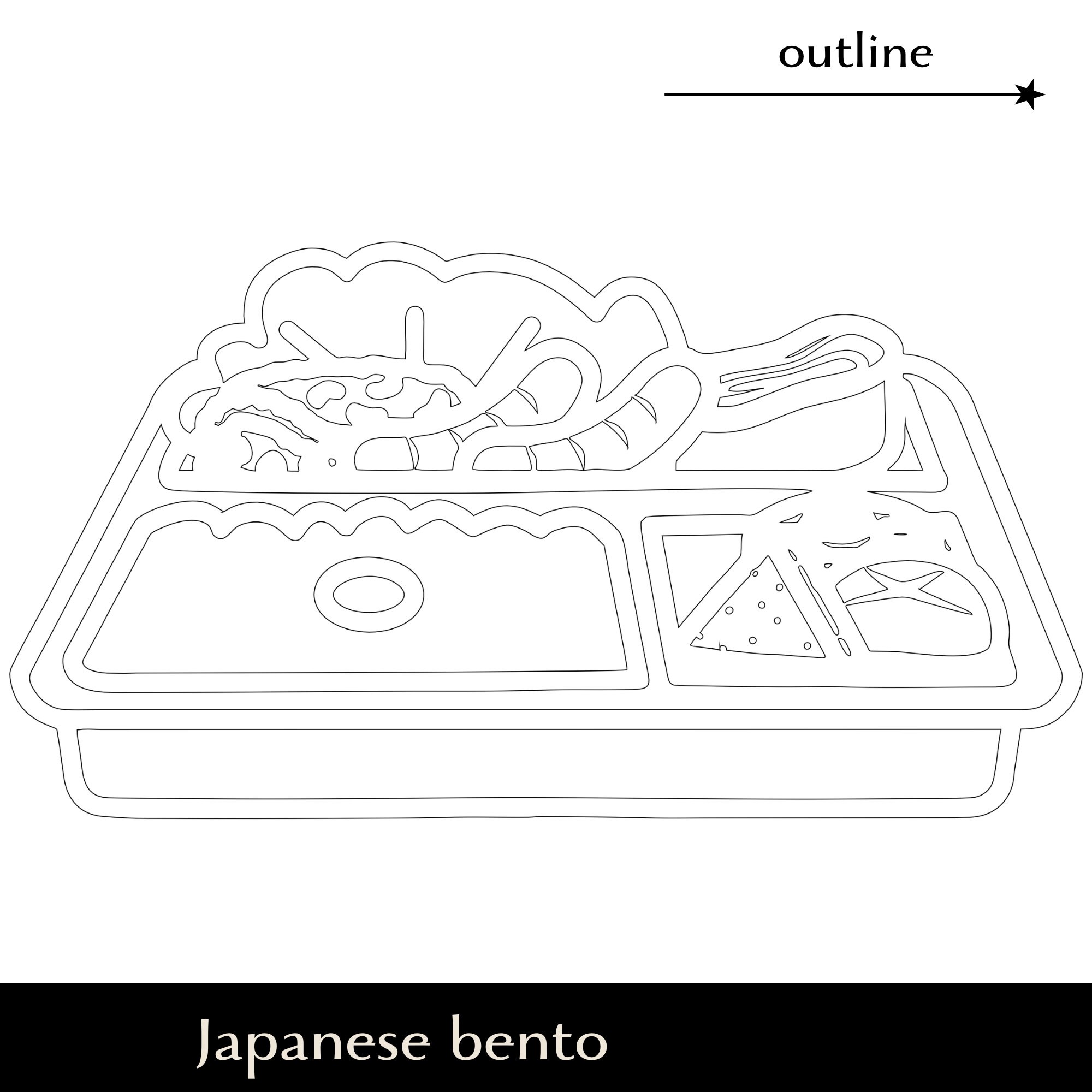 Black & White Japanese Bento Meal SVG, Home Cooked Traditional Lunch ...