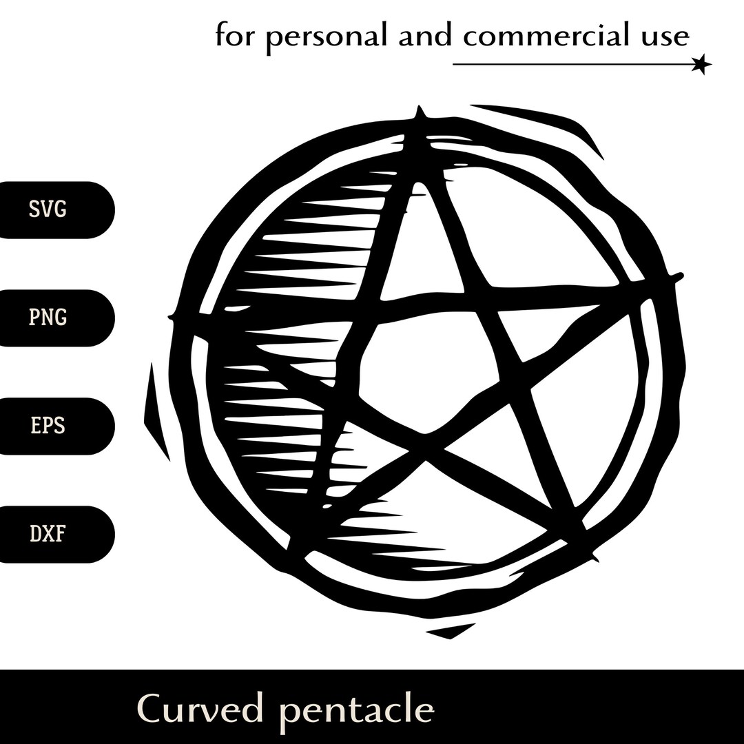 Сurved Pentacle SVG, Five-pointed Star Pentagram Png, Eps, Dxf ...