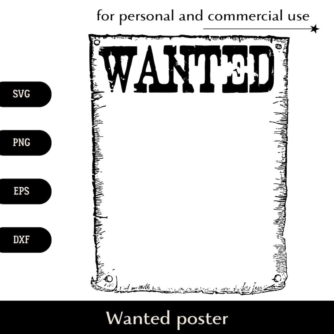 Old West Wanted Poster SVG, Search for Criminal Frame Png, Eps, Dxf ...