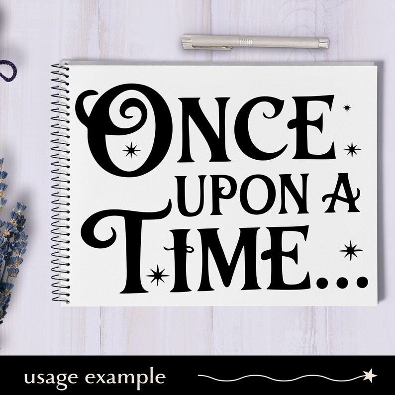 Once Upon a Time SVG, Beautiful Text With Stars and Curls Png, Eps, Dxf ...