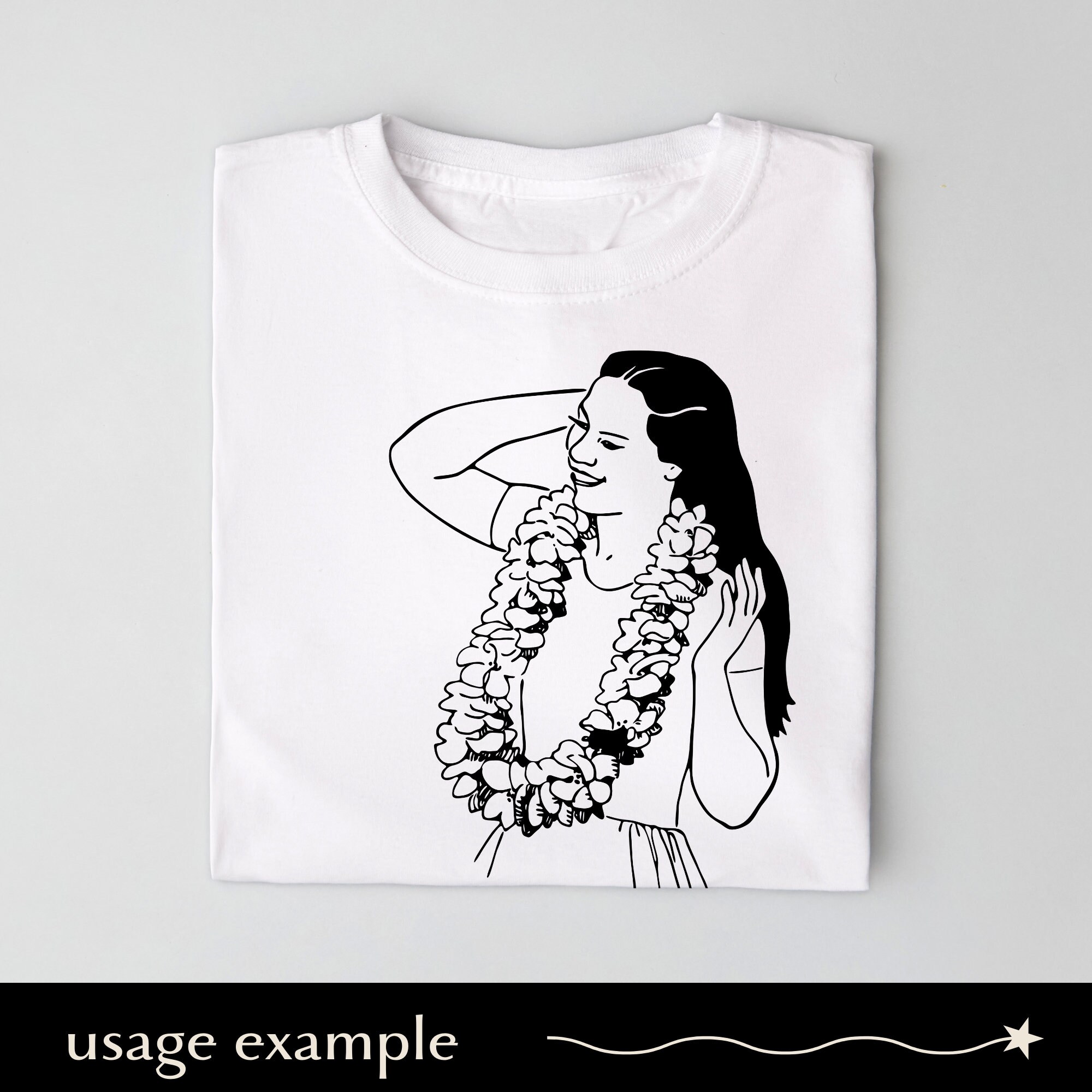 Women of Hawaii Wearing Lei SVG, Black & White Hawaiian Islands Hula ...