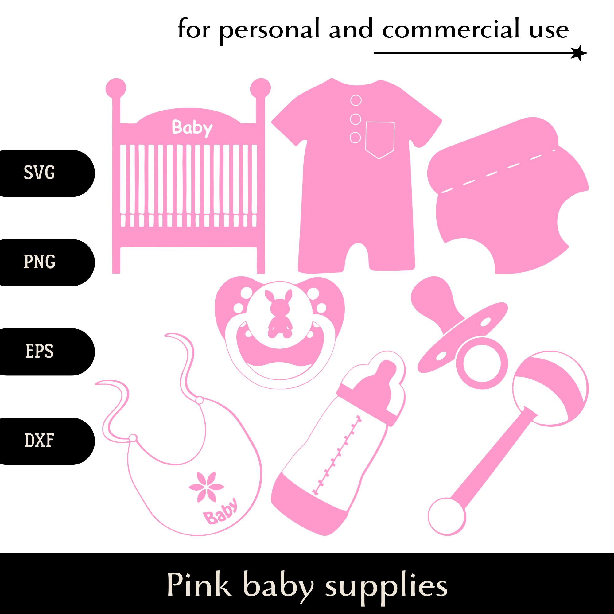 Baby Girl Pink Nursery Essential SVG Bundle, Infant Bodysuit Diaper and ...