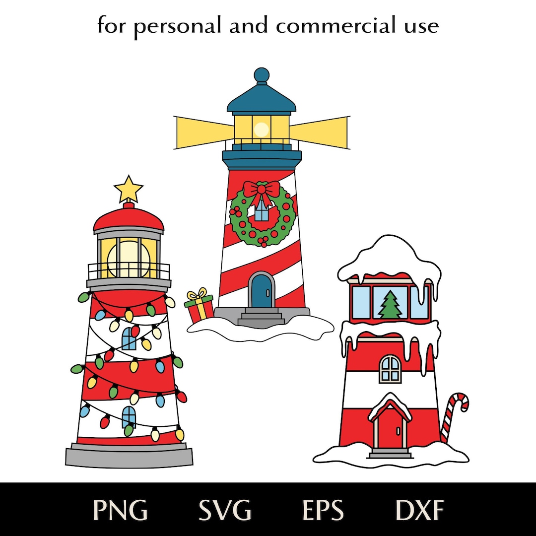 Cute Little Lighthouses in Red and White Stripes Decorated With ...