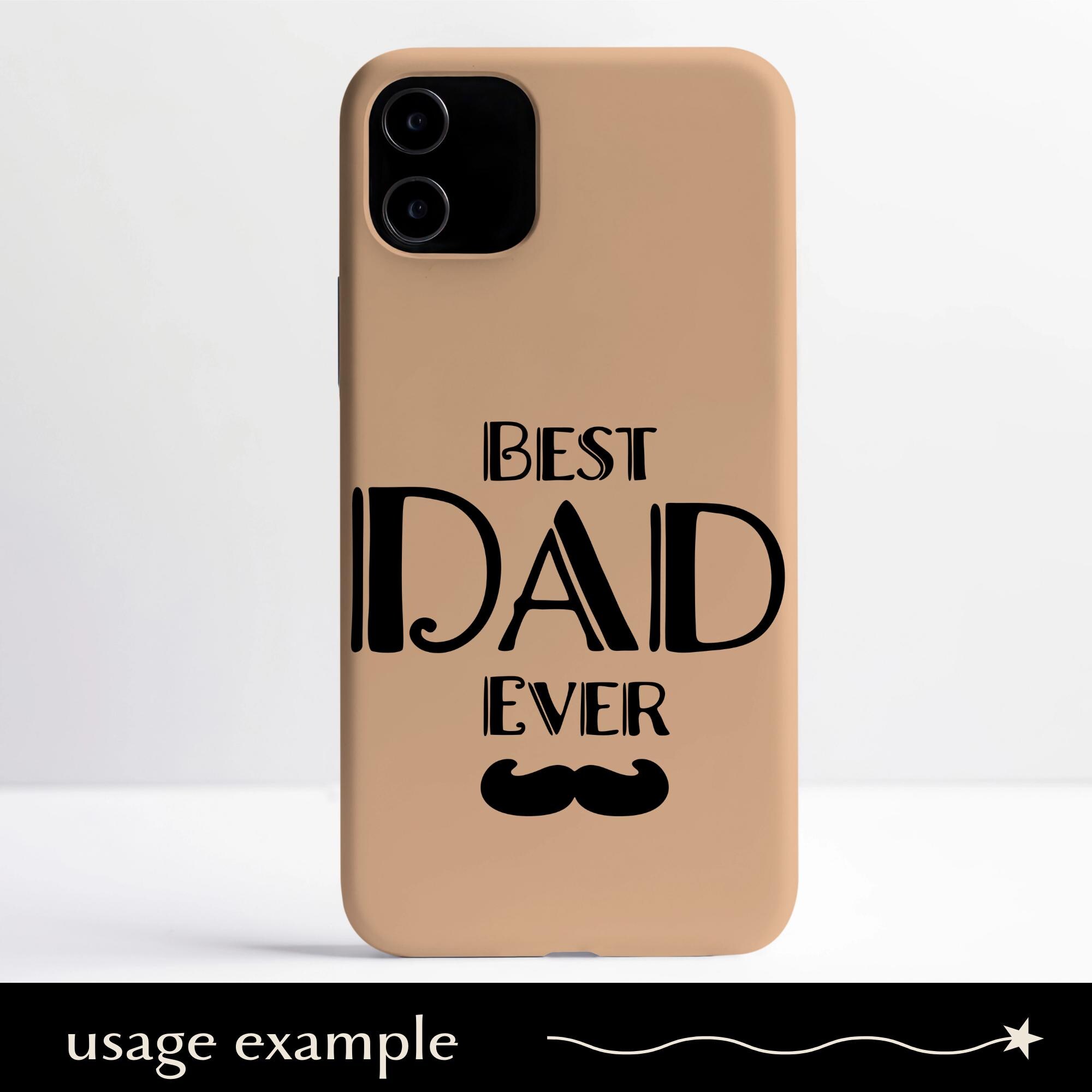 Black and White Best Dad Ever Text SVG Clipart, Mustache Design Father ...