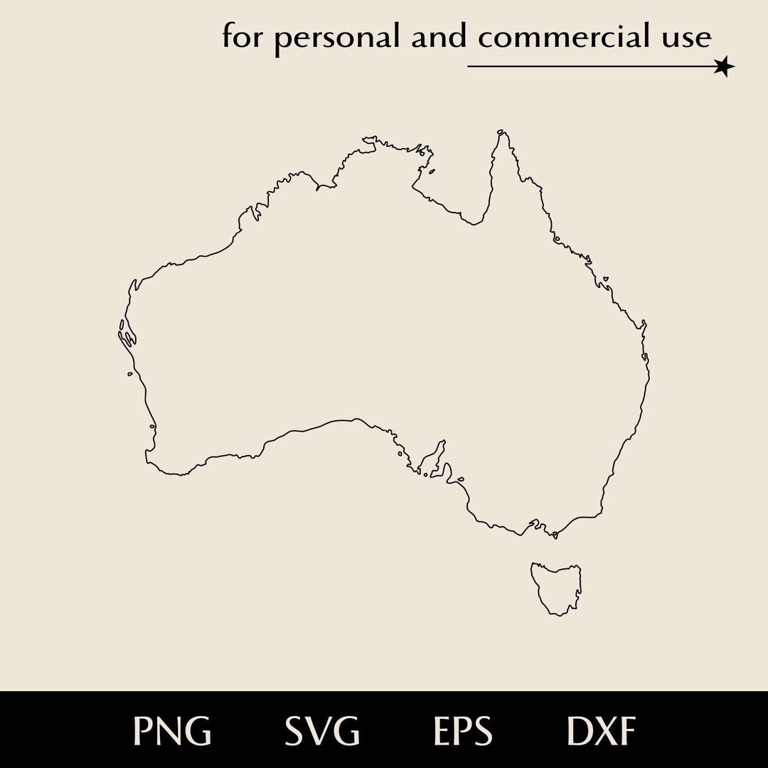 Simple Map of Australia SVG, Minimalistic Country Border Png, Eps, Dxf ...