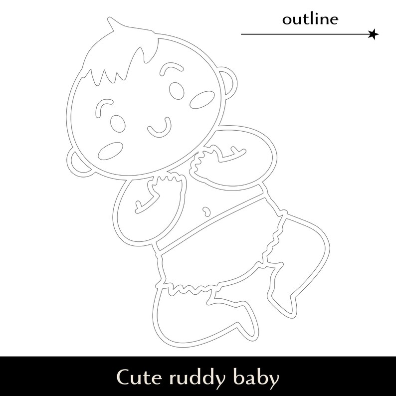 Cute Ruddy Baby in Diaper SVG, Cartoon Smiling Infant Png, Eps, Dxf ...