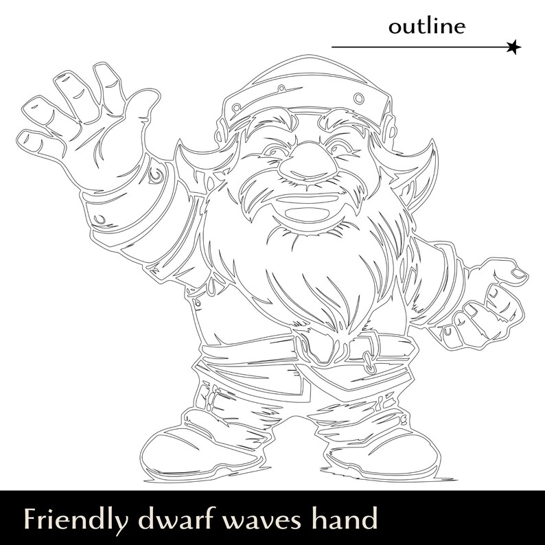Friendly Cartoon Dwarf Waves Hand SVG, Gnome Mythical Race Png, Eps ...
