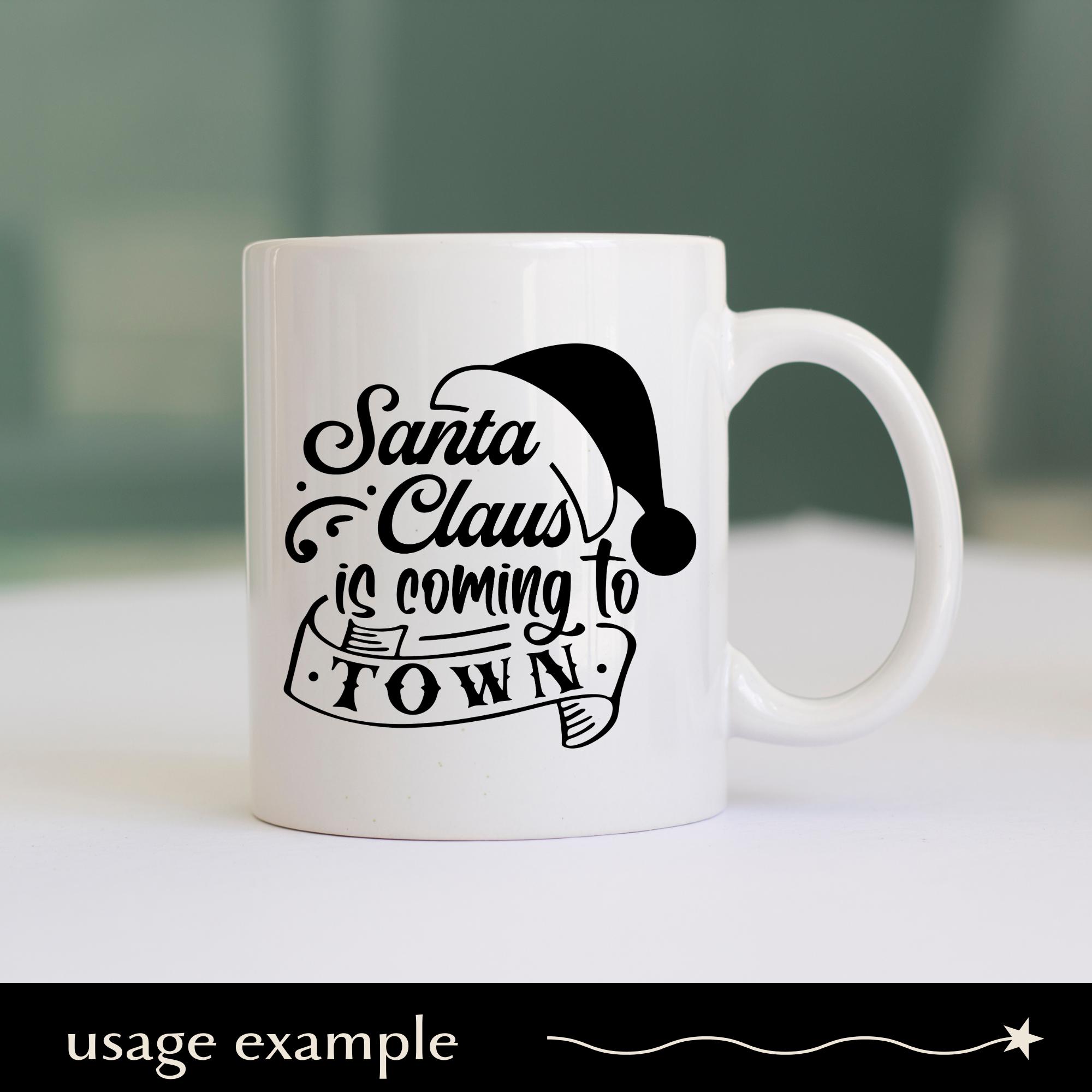Santa Claus is Coming to Town SVG, Christmas Stylized Text in Winter ...
