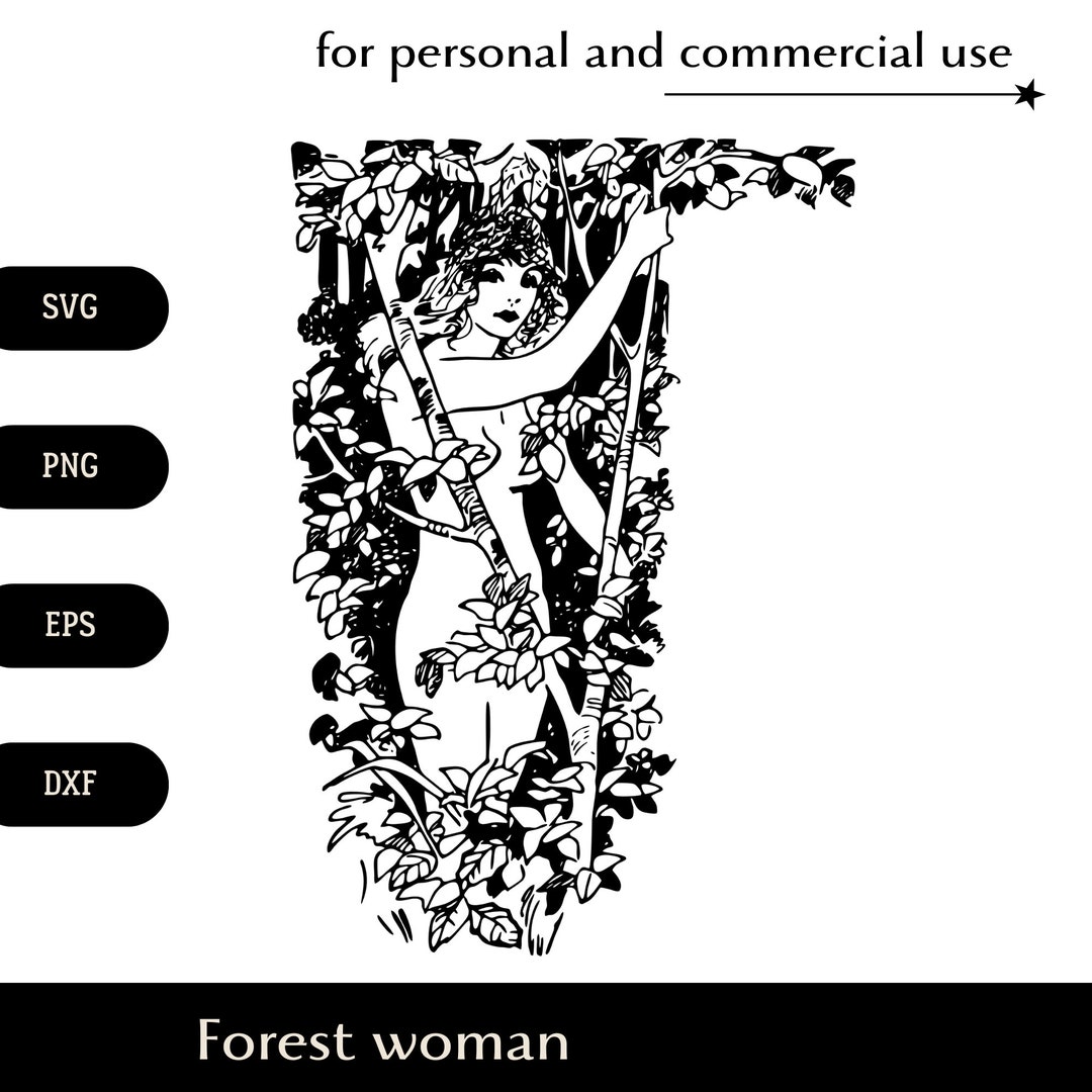 Forest Dryad SVG, Nymph Trees Patroness Png, Eps, Dxf, Beautiful Young ...