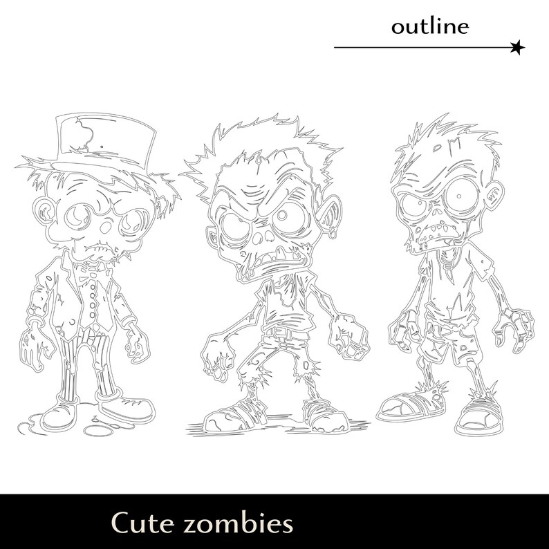 Bundle of Cute Zombie Boy SVG, Halloween Child-friendly Spooky ...