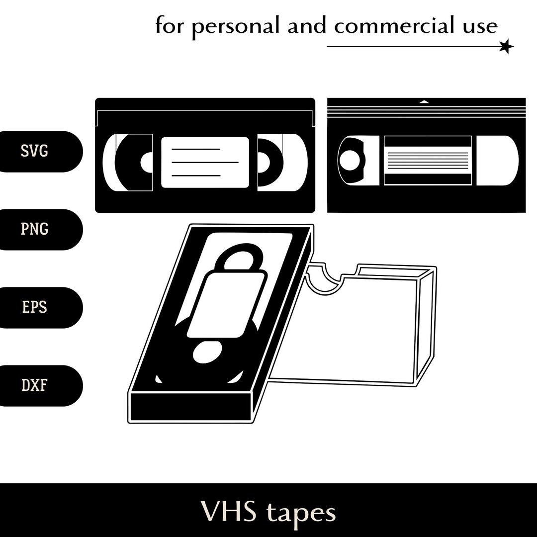 VHS Tapes SVG, Retro Video Cassette Png, Eps, Dxf, Videotape Recording ...
