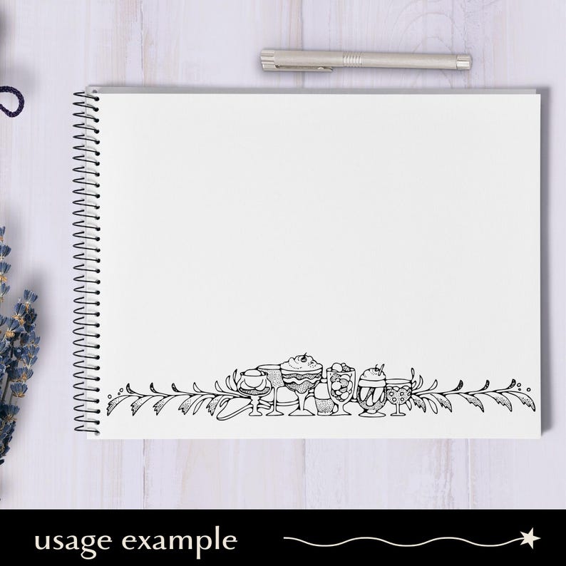 Black & White Dessert Border SVG, Tasty Treats Divider Png, Eps, Dxf ...