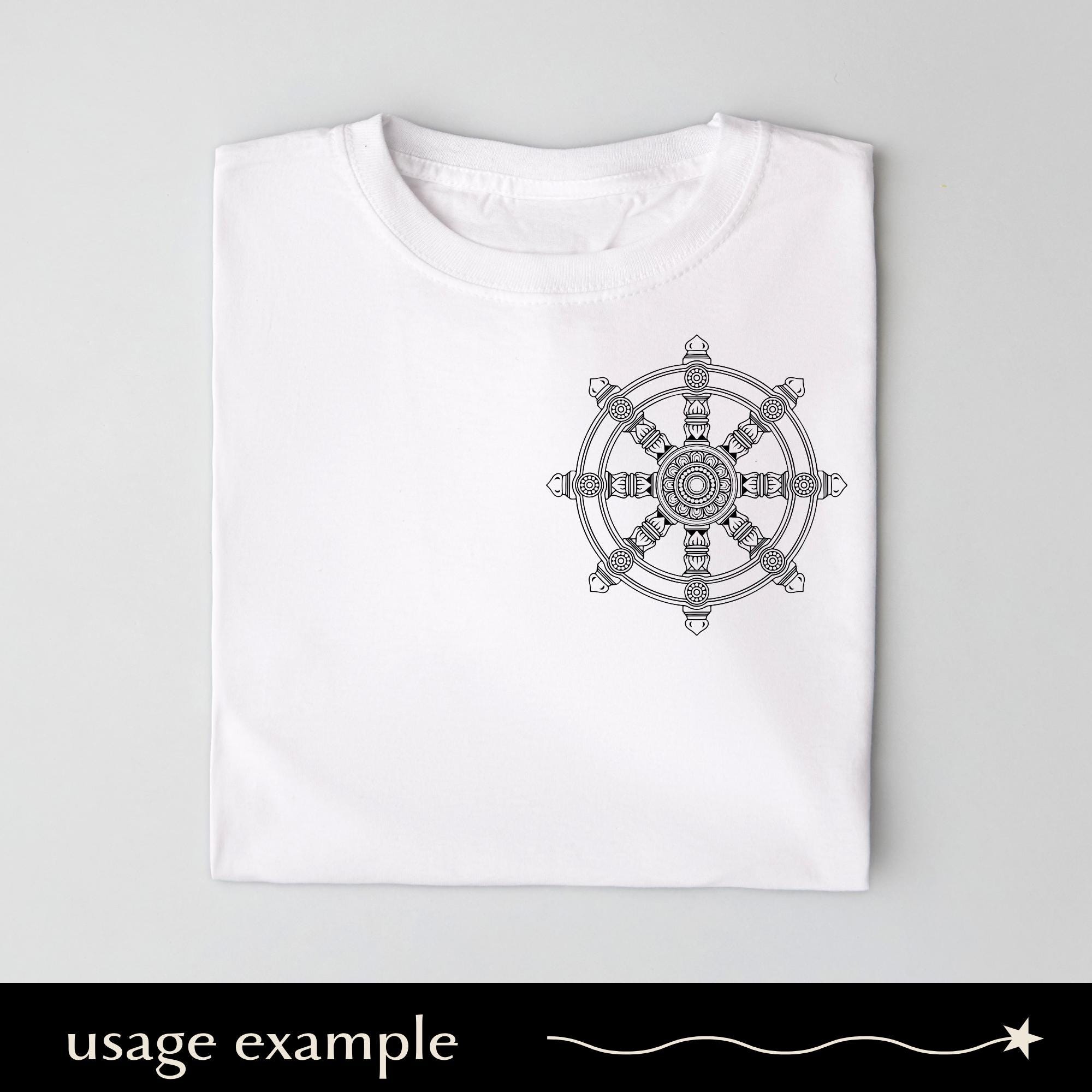 Black & White Buddhist Wheel of Dharma SVG Clipart, Dharmachakra Png ...