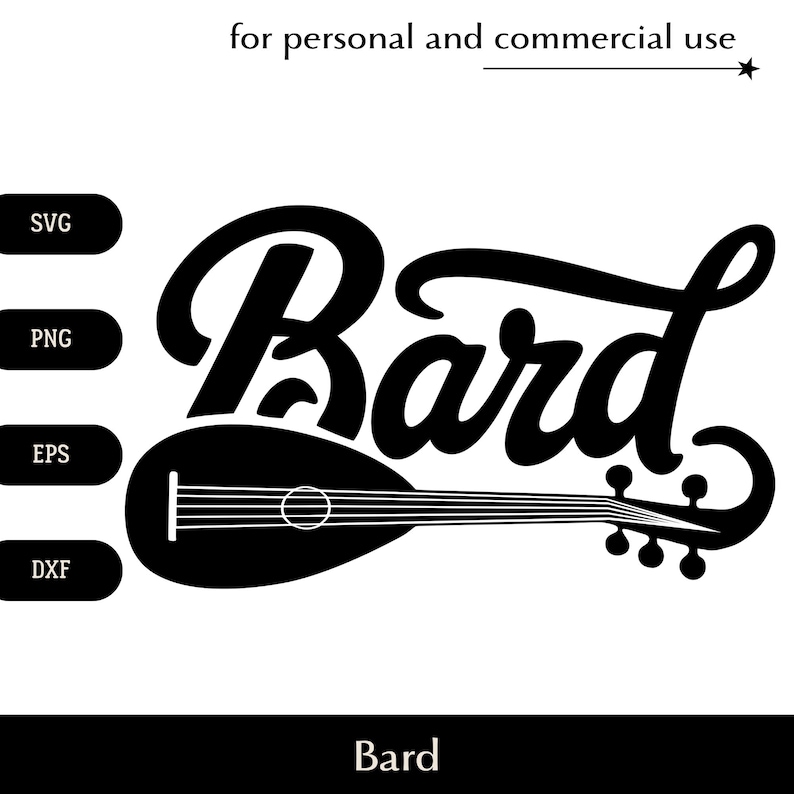 Bard Dnd Class SVG, Ornate Inscription With Musical Instrument Png, Eps ...