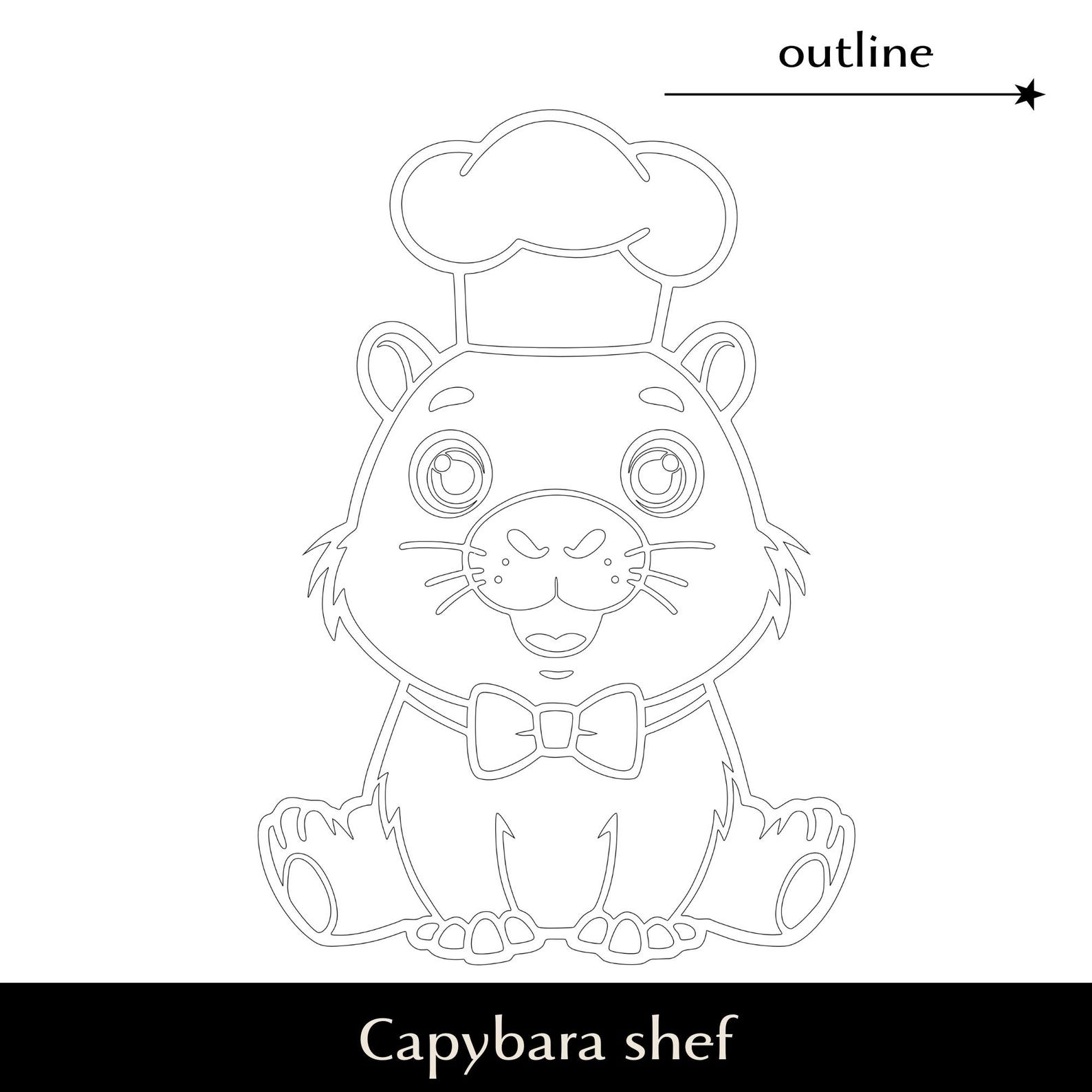 Cute Capybara Chef SVG, Funny Cartoon Animal in Bow Tie Png, Eps, Dxf ...