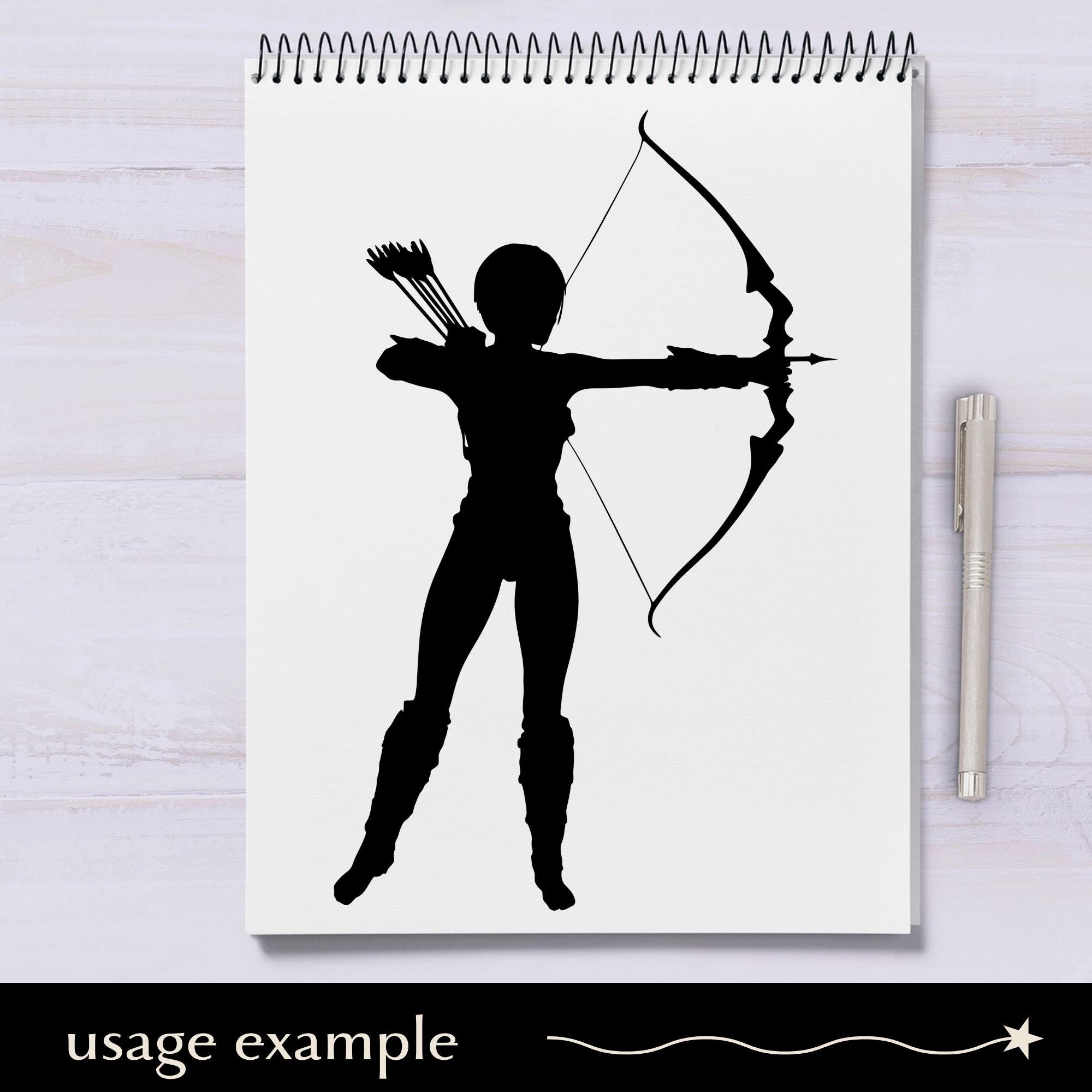 Female Archer Silhouette SVG, Woman With Bow and Arrow Png, Eps, Dxf ...