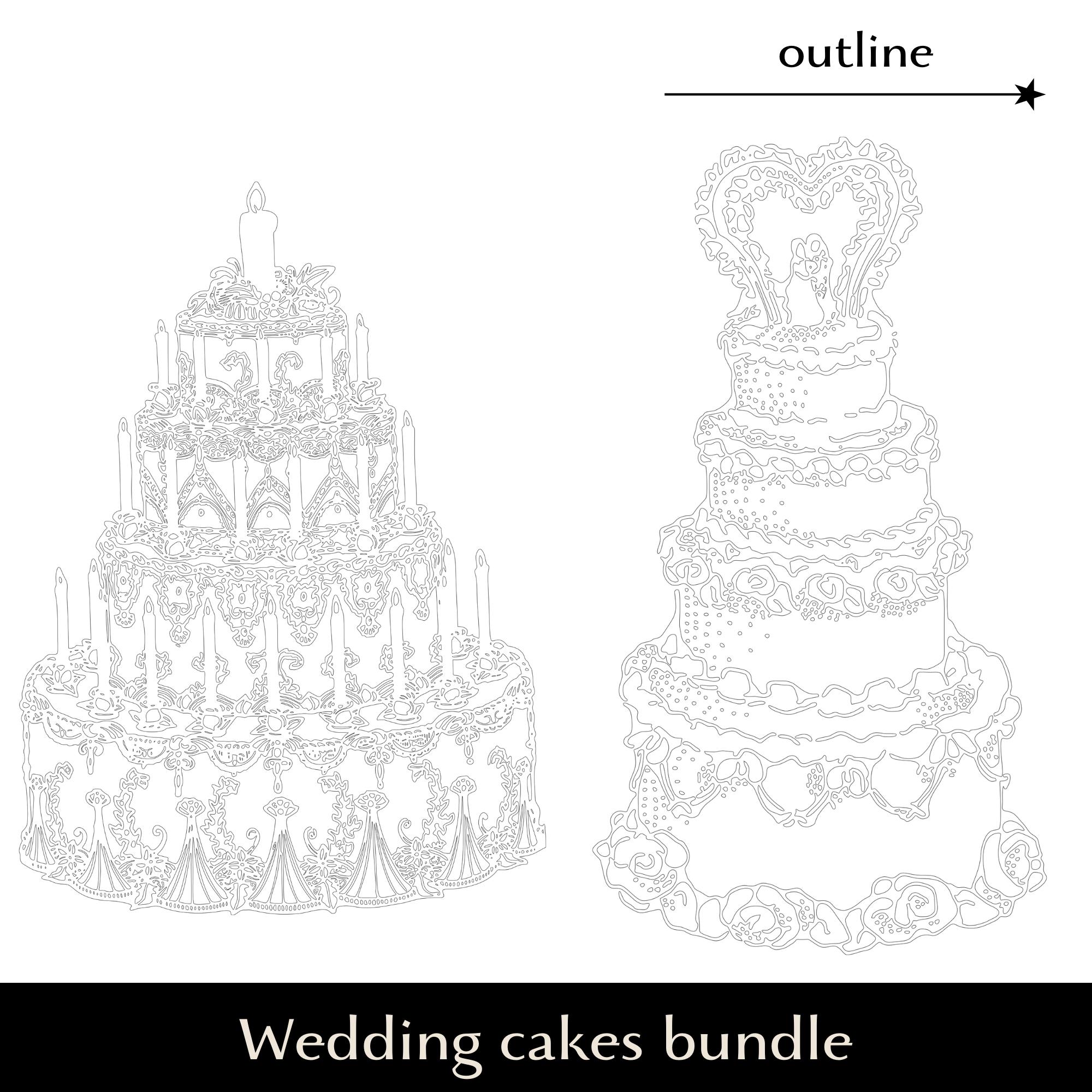 Multi-tiered Wedding Cakes SVG Bundle, Festive Baking for Newlyweds Png ...
