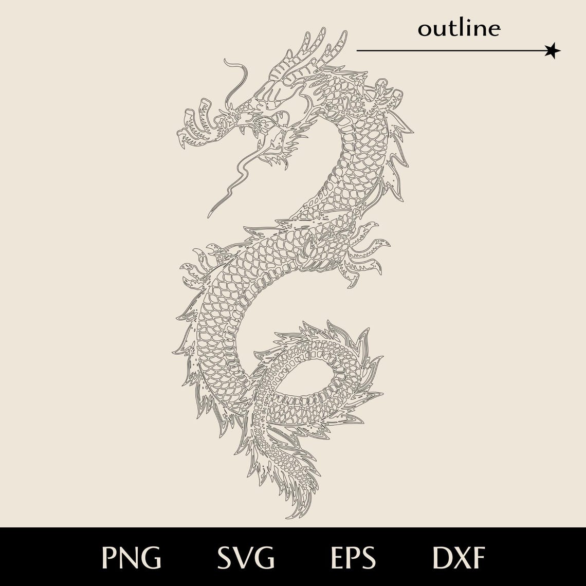 Roaring Chinese Dragon in Aggressive Pose SVG, Mythical Horned Loong ...