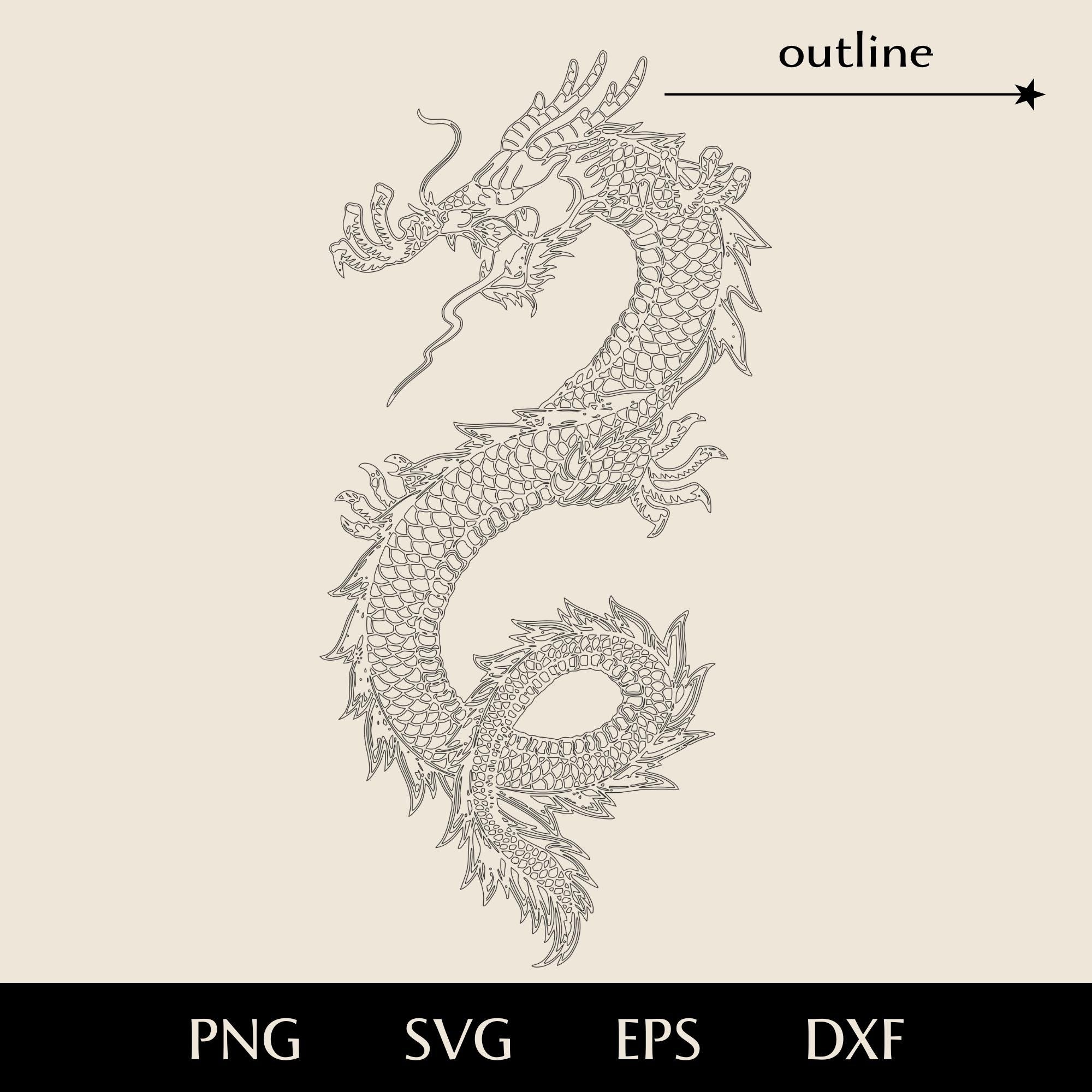 Roaring Chinese Dragon in Aggressive Pose SVG, Mythical Horned Loong ...