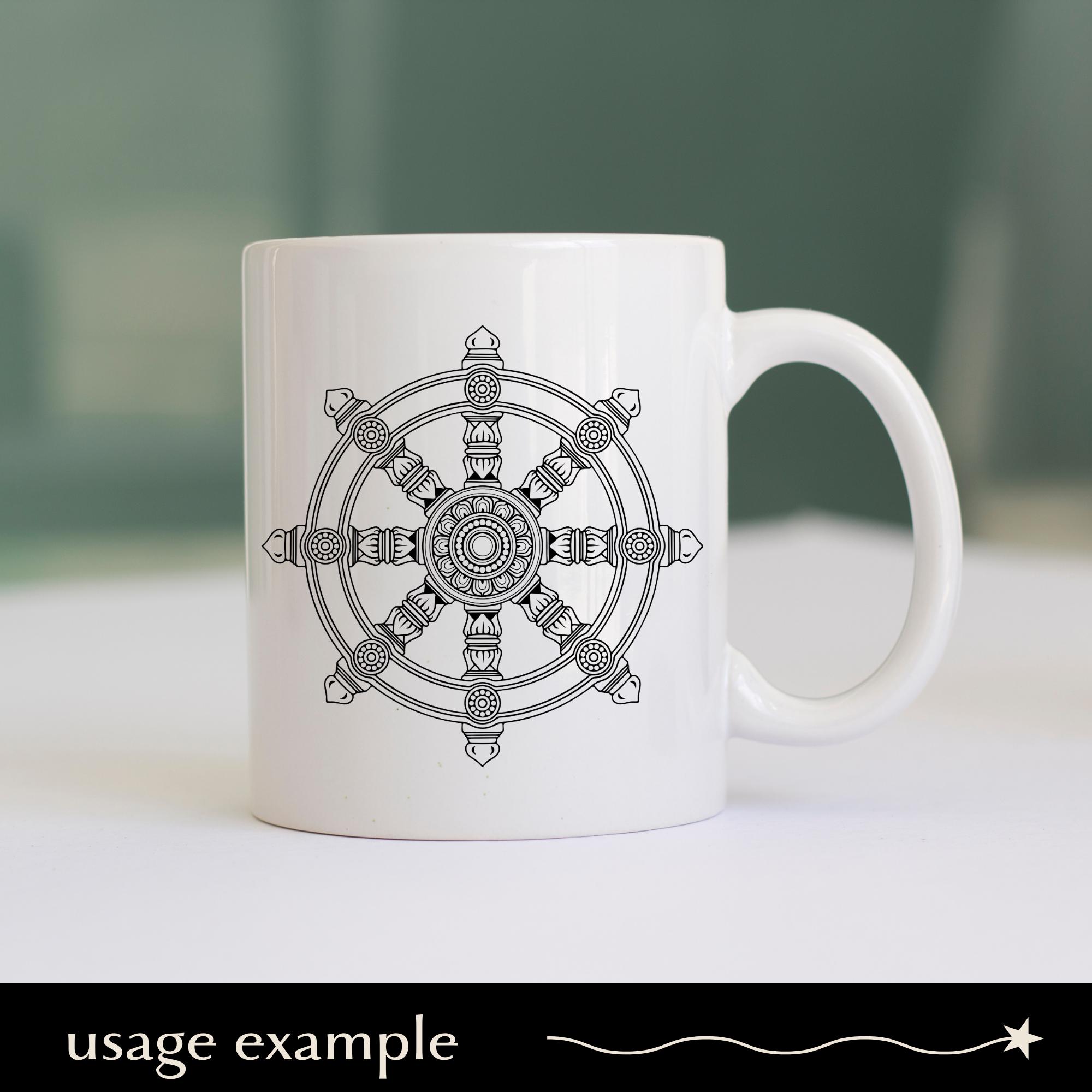 Black & White Buddhist Wheel of Dharma SVG Clipart, Dharmachakra Png ...