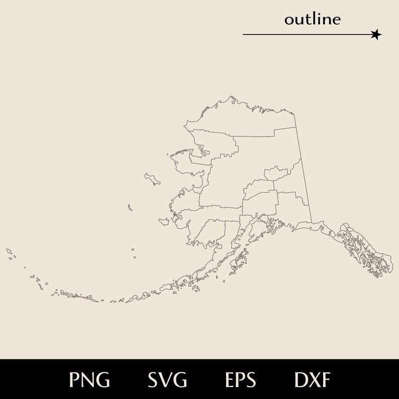 Simple Map of Alaska SVG, Minimalistic Country Border Png, Eps, Dxf ...