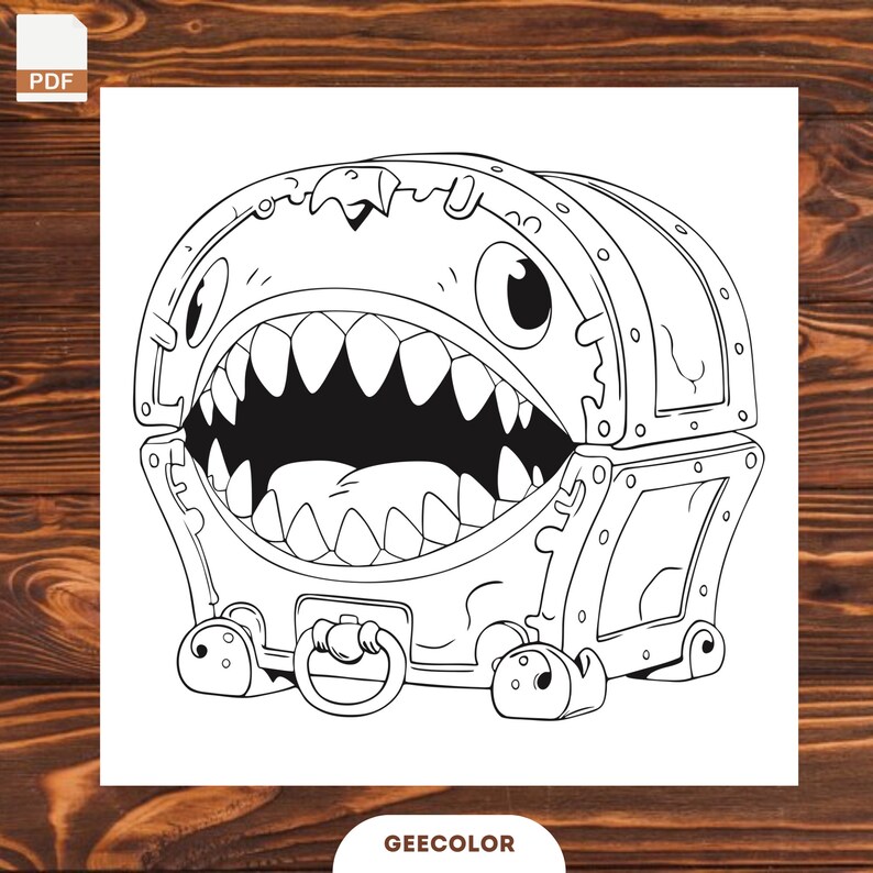 Mimic Coloring Page Fantasy Creatures Coloring Pages Dnd Coloring Page ...