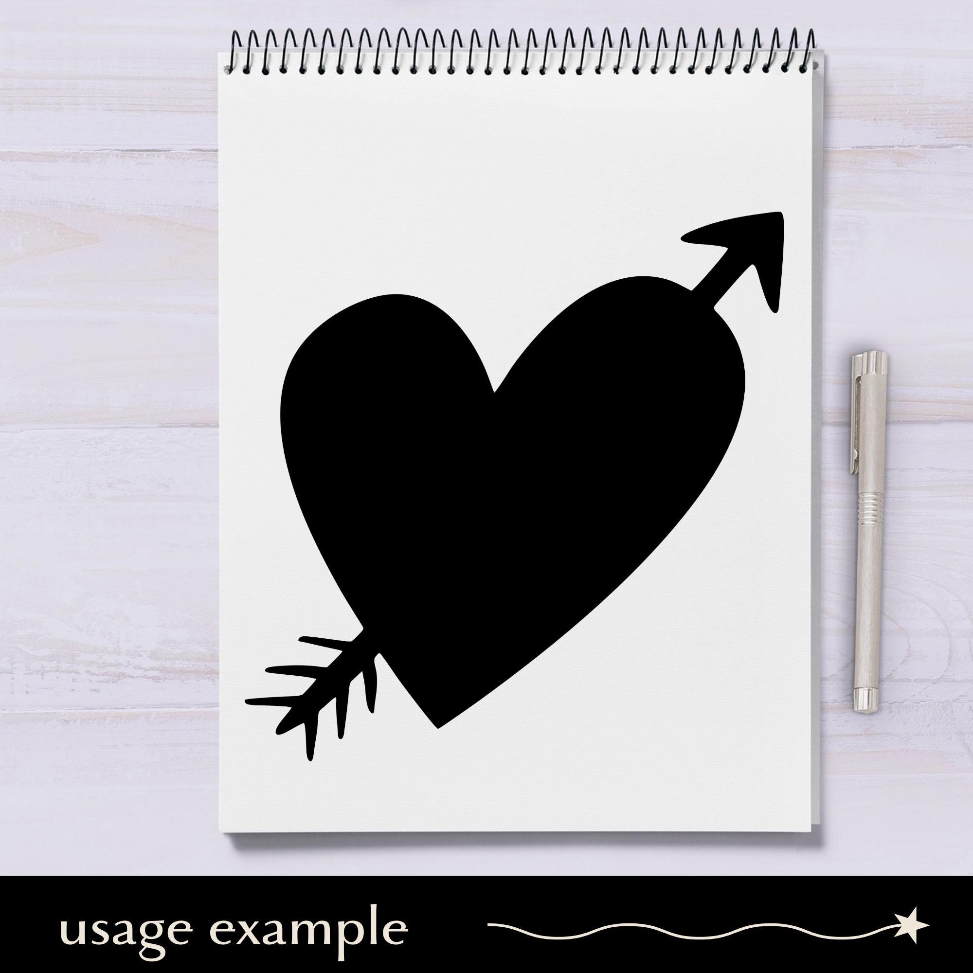 Hearth Silhouette SVG Bundle, Set of Black & White Single Layer Hearts ...