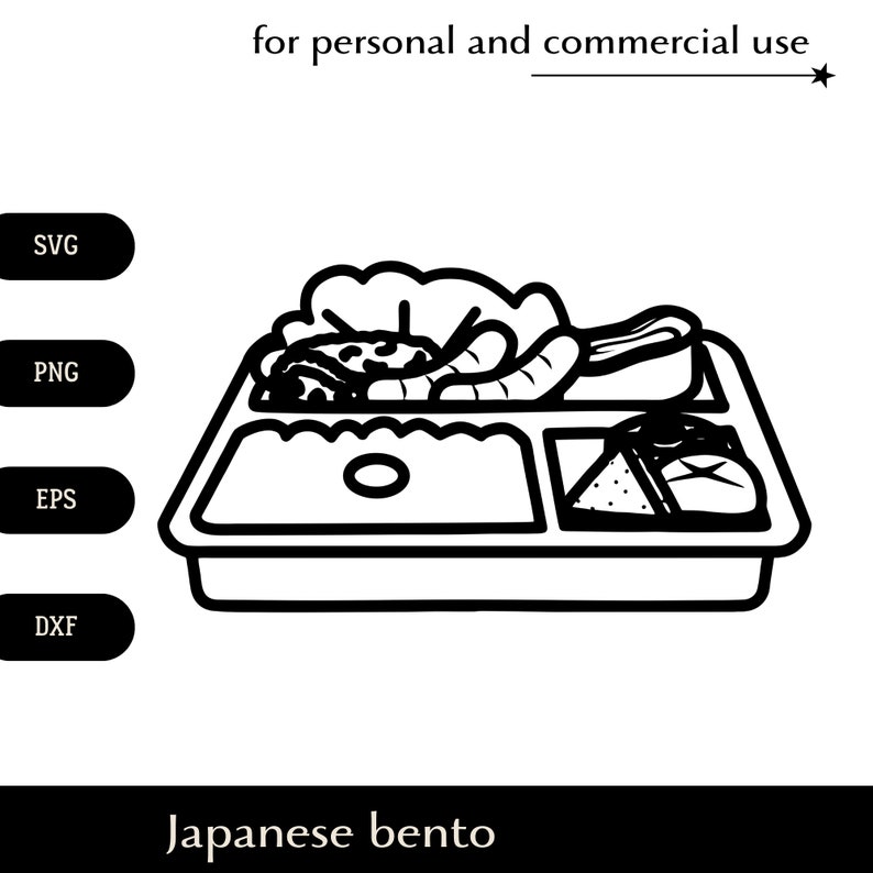 Black & White Japanese Bento Meal SVG, Home Cooked Traditional Lunch ...