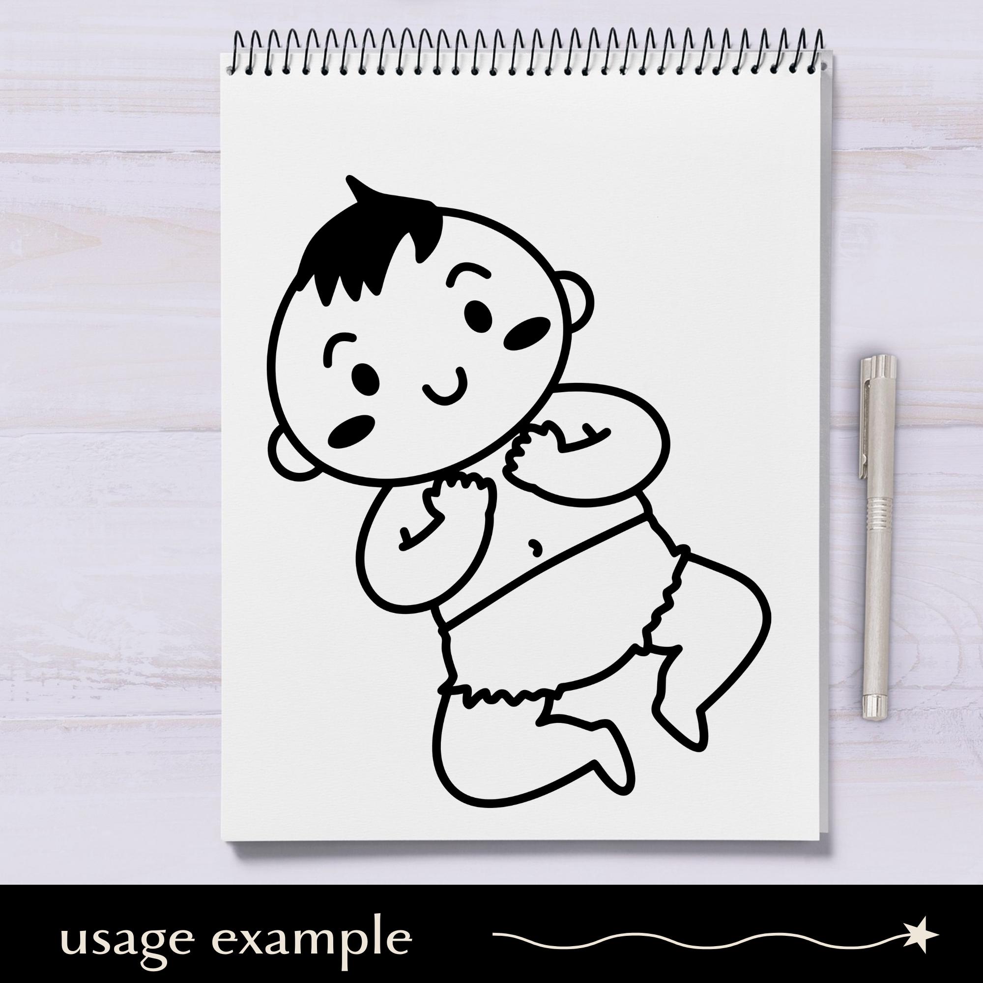 Cute Ruddy Baby in Diaper SVG, Cartoon Smiling Infant Png, Eps, Dxf ...