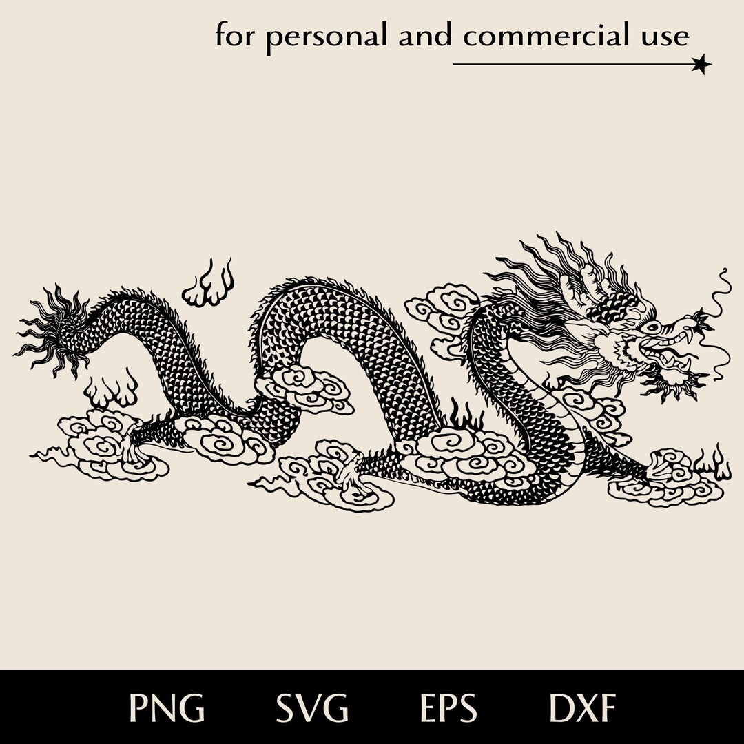 Ancient Japanese Dragon SVG, Eastern Wingless Long Dragon Png, Eps, Dxf ...